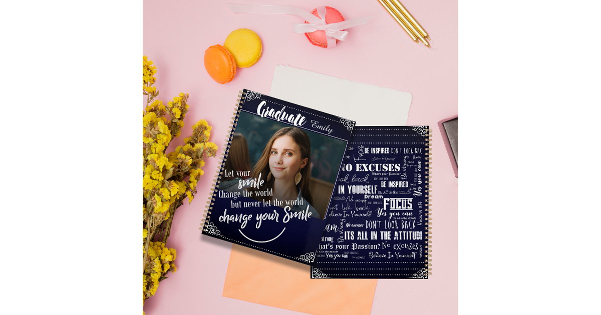 Class Of 2024 Graduation Photo Inspirational Words Planner | Zazzle