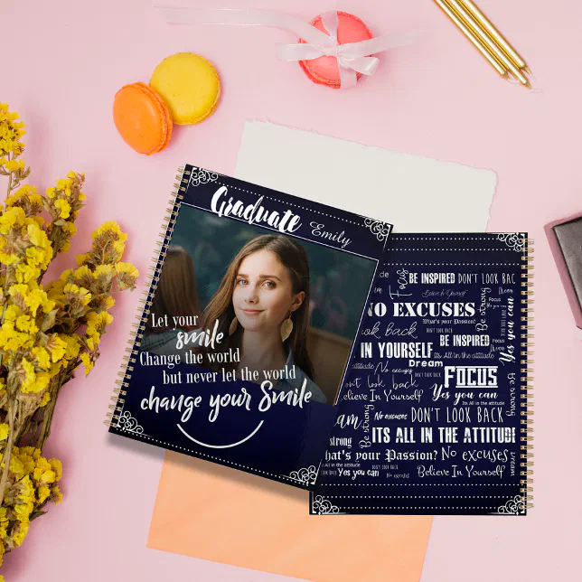 Class Of 2024 Graduation Photo Inspirational Words Planner | Zazzle