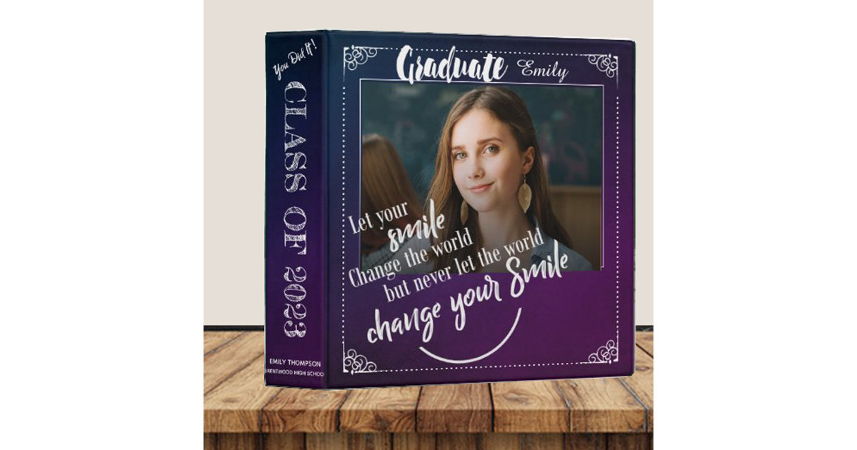 Class Of 2024 Graduation Photo Memories Purple 3 Ring Binder | Zazzle