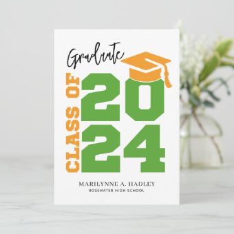 Class of 2024 Green and Gold Graduation Invitation | Zazzle