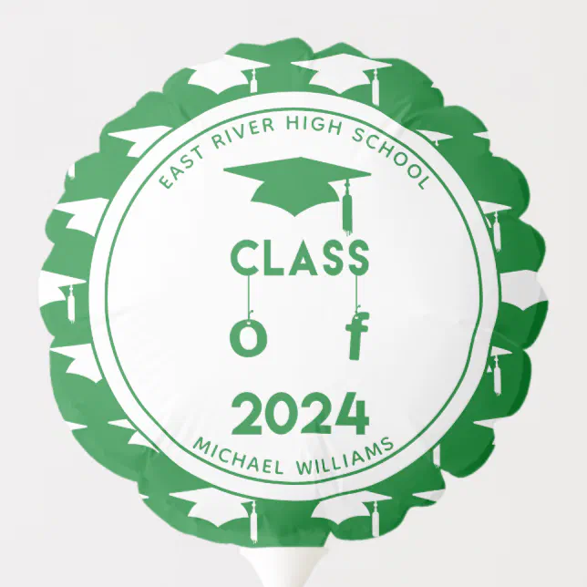 Class of 2024 - Green Graduation Balloon | Zazzle