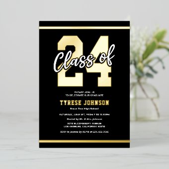 Class of 2024 Masculine Graduation Party Foil Invitation | Zazzle