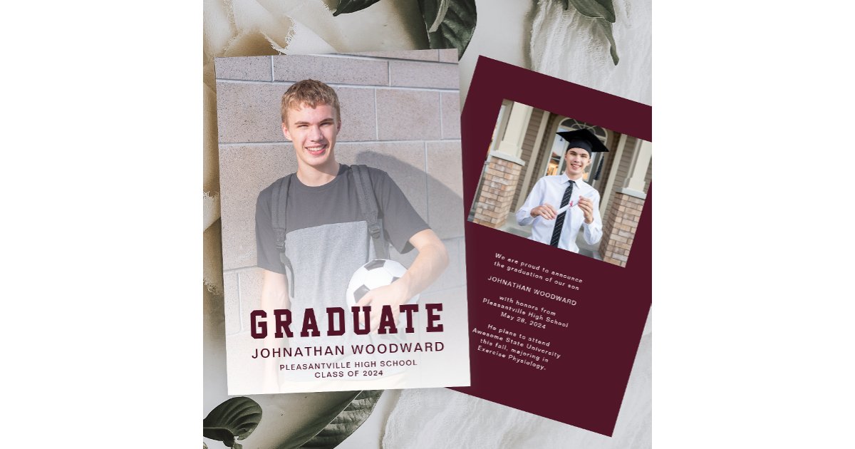 Class of 2024 Photos Burgundy Grad Announcement | Zazzle