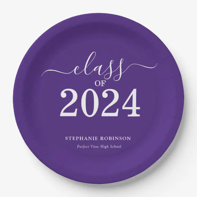 Class of 2024 Purple Graduation Party Paper Plates | Zazzle