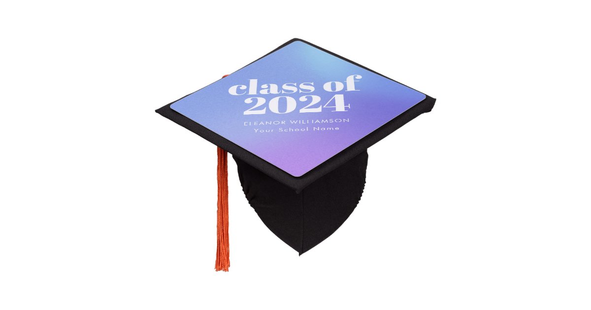 Class of 2024 Retro Purple Gradient Personalized Graduation Cap Topper ...