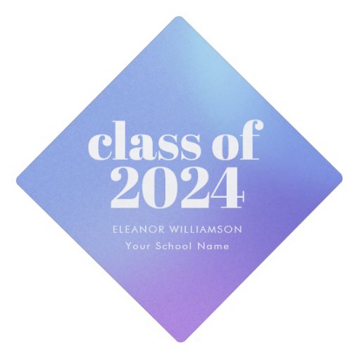 Class of 2024 Retro Purple Gradient Personalized Graduation Cap Topper ...