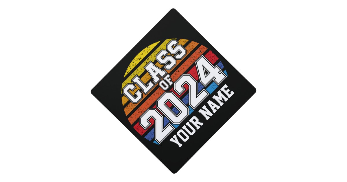 Class of 2024 Retro Sunset Graduation Cap Topper | Zazzle