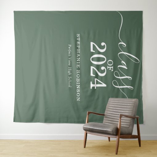 Class of 2024 Sage Green Graduation Backdrop Prop | Zazzle