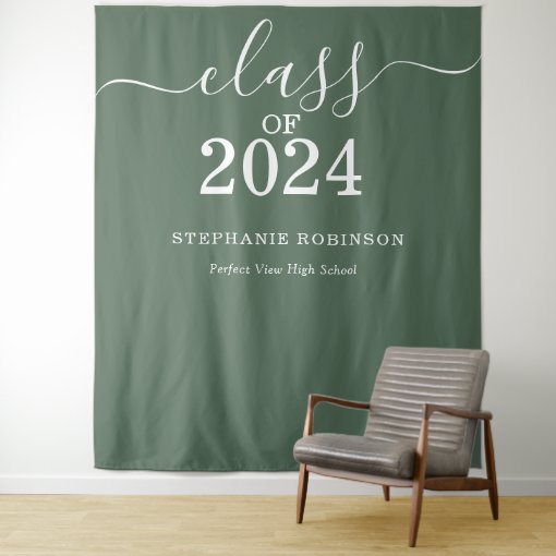 Class of 2024 Sage Green Graduation Backdrop Prop | Zazzle