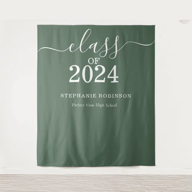 Class of 2024 Sage Green Graduation Backdrop Prop | Zazzle