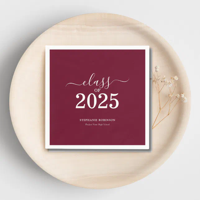Class of 2025 Burgundy Graduation Party Napkins | Zazzle