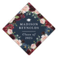 Class of 2025 Burgundy Navy Blue Floral Classy Graduation Cap Topper ...