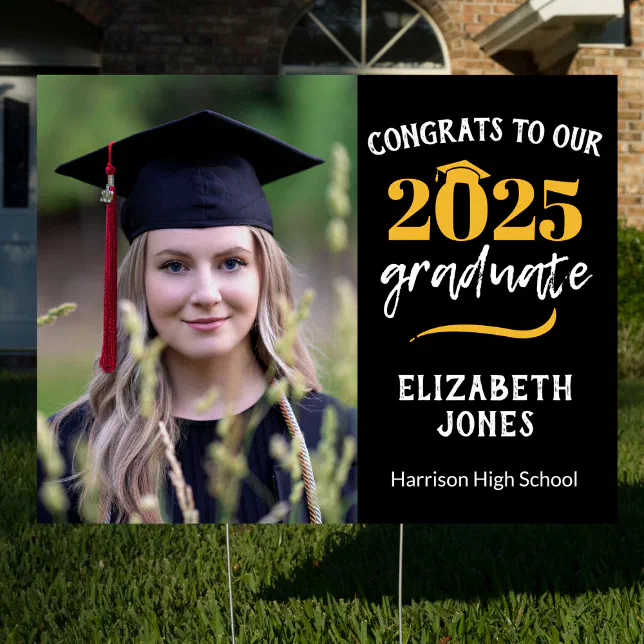 Class of 2025 Double Sided Custom Graduation Photo Sign | Zazzle