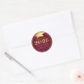 Class of 2025 Elegant Burgundy Maroon Gold Classic Round Sticker | Zazzle