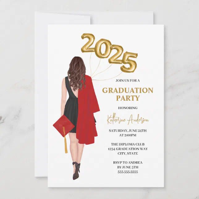 Class of 2025 Female Photo Graduation Party Invitation | Zazzle
