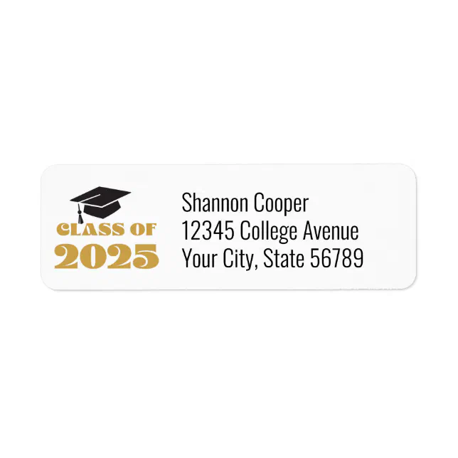 Class of 2025 Gold Graduation Label | Zazzle