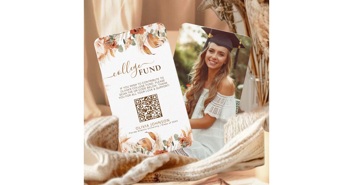Class of 2025 Graduation College Fund QR Code Enclosure Card | Zazzle