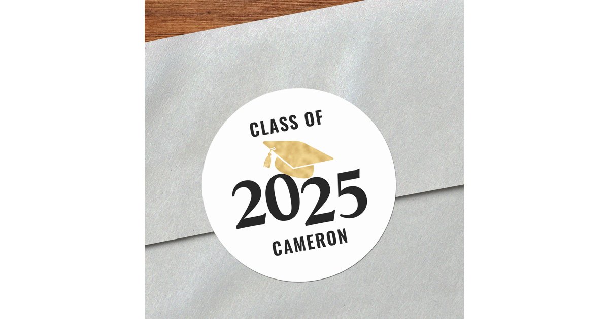 Class of 2025 Graduation Personalized Classic Round Sticker | Zazzle