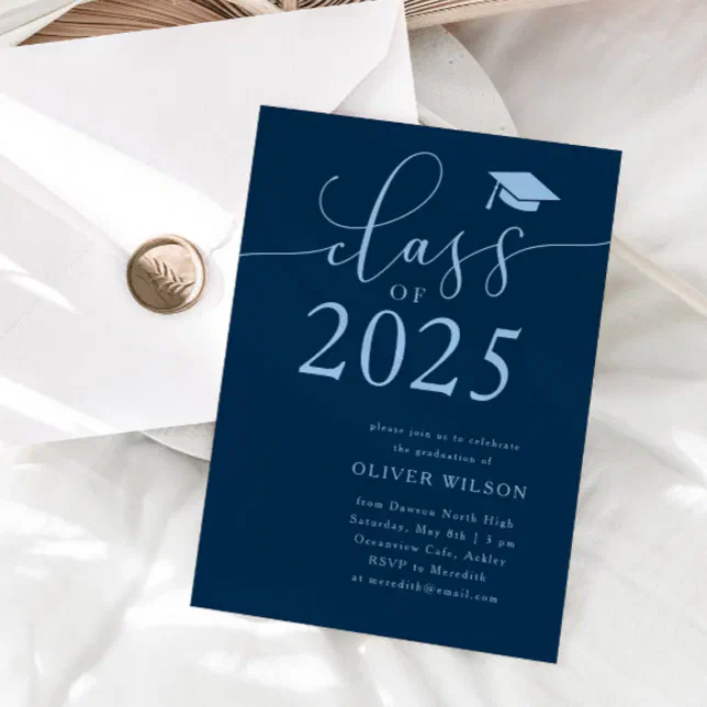 Class of 2025 Navy Graduation Party Invitation | Zazzle