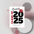 Class of 2025 Red and Black Retro Graduation Invitation | Zazzle