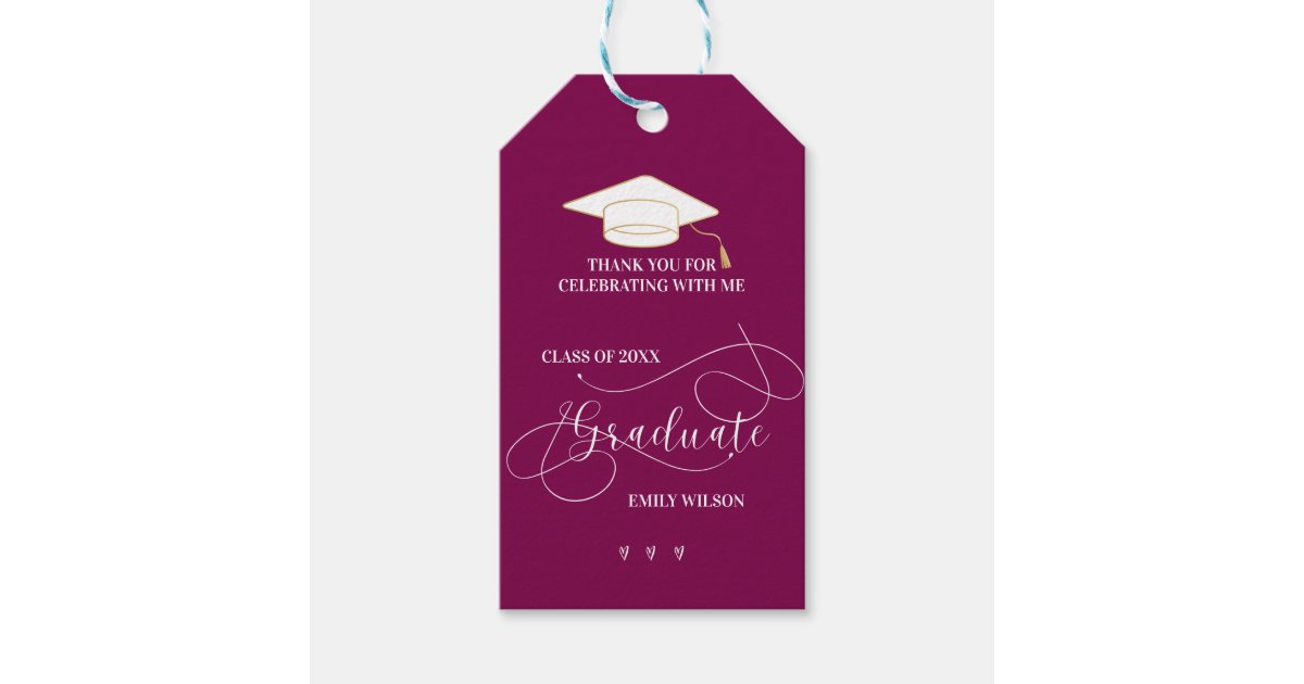 Class of 2025 Red and White Thank you Graduation Gift Tags | Zazzle