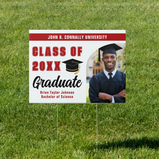Class of 2025 Red Graduate Photo Graduation Yard Sign | Zazzle