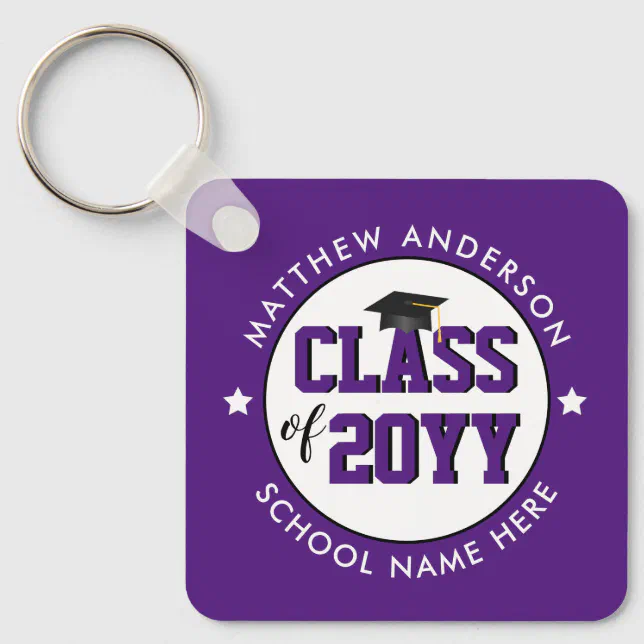 Class of 2026 Elegant Royal Purple Graduation Keychain | Zazzle