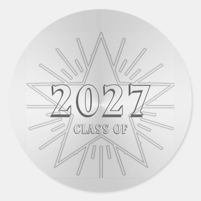 Class of 2027 Graduation Day by Janz Silver Star Classic Round Sticker ...