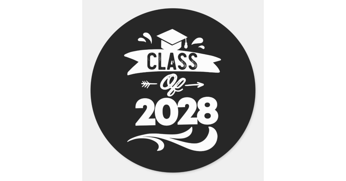 Class of 2028 TShirt Senior 2028 Graduation Classic Round Sticker | Zazzle