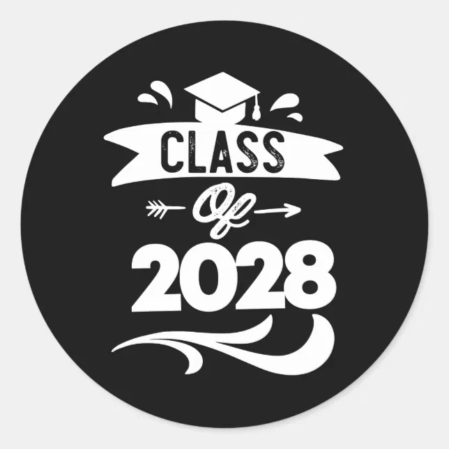 Class of 2028 TShirt Senior 2028 Graduation Classic Round Sticker | Zazzle
