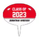 Class of 202 Grad Name Red Black White Graduation Cake Topper | Zazzle