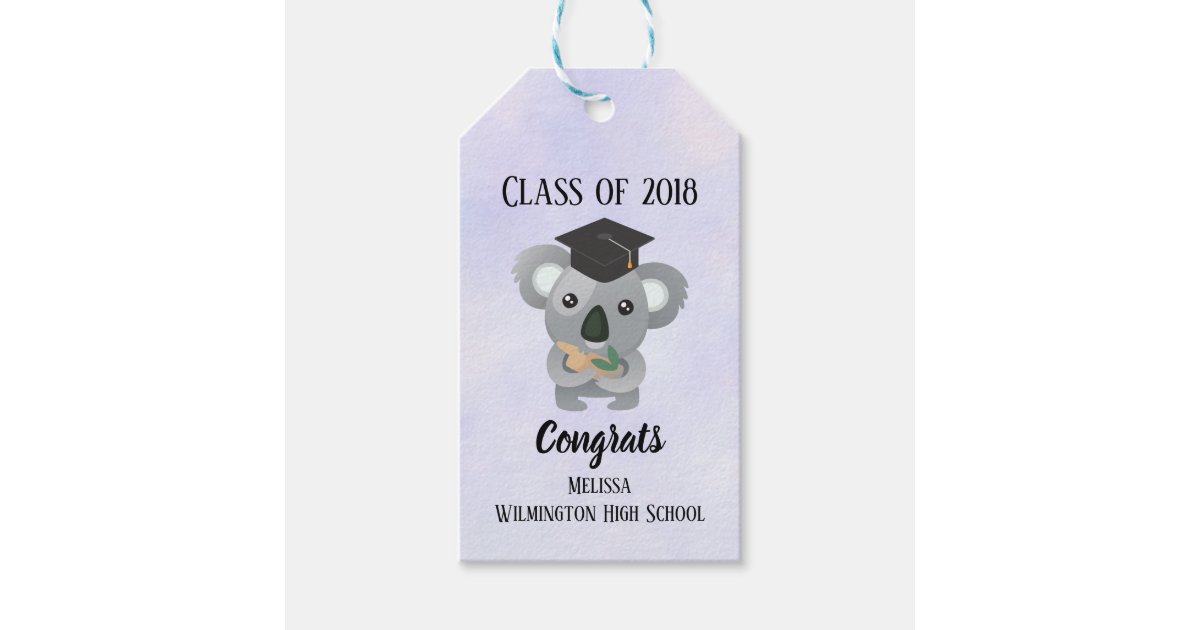 Class of 20xx Cute Koala Bear in Graduation Cap Gift Tags | Zazzle