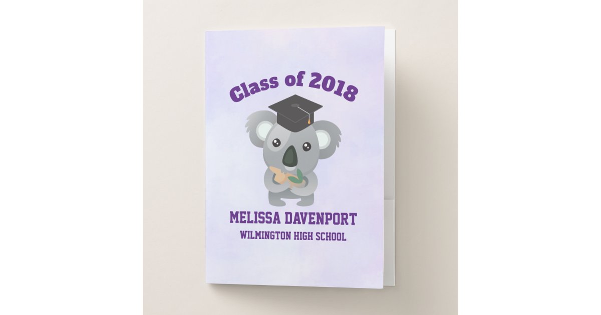 Class of 20xx Cute Koala Bear in Graduation Cap Pocket Folder | Zazzle