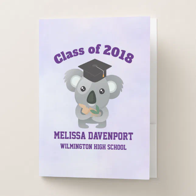 Class of 20xx Cute Koala Bear in Graduation Cap Pocket Folder | Zazzle