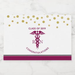 Class of 20xx Red Caduceus RN Symbol Graduation Sparkling Wine Label ...