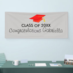 Class of 20XX Red Cap Graduation Banner | Zazzle