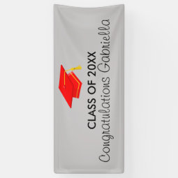 Class of 20XX Red Cap Graduation Banner | Zazzle