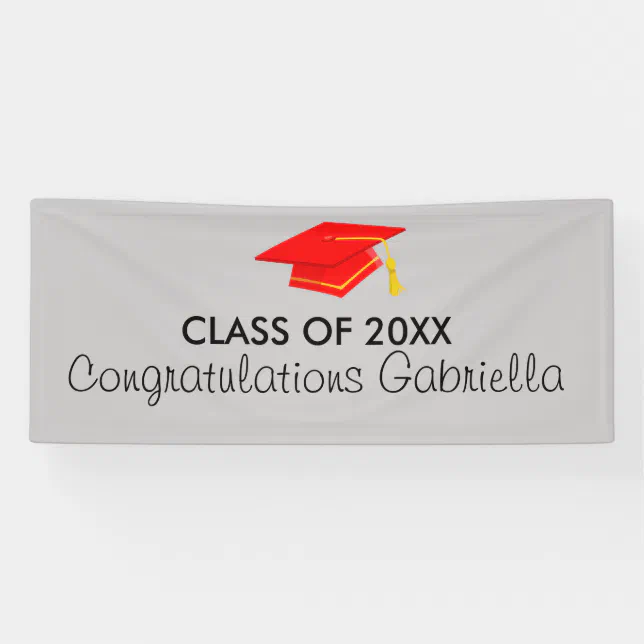 Class of 20XX Red Cap Graduation Banner | Zazzle