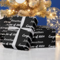 Class of 24 Black White Congratulations Grad Name Wrapping Paper | Zazzle