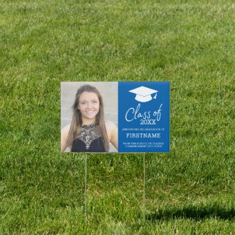 Class of ADD YEAR - Graduation Cap and Photo Sign | Zazzle