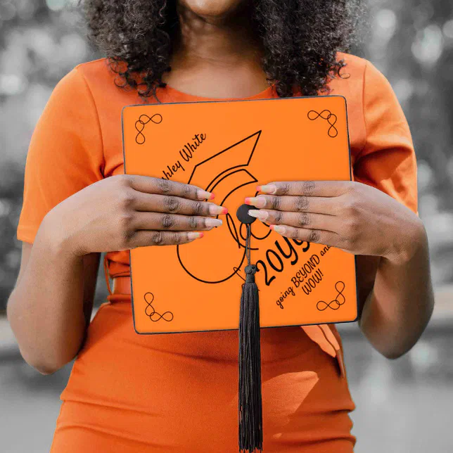 Class of... and Inspirational Quote-Black Outline Graduation Cap Topper ...