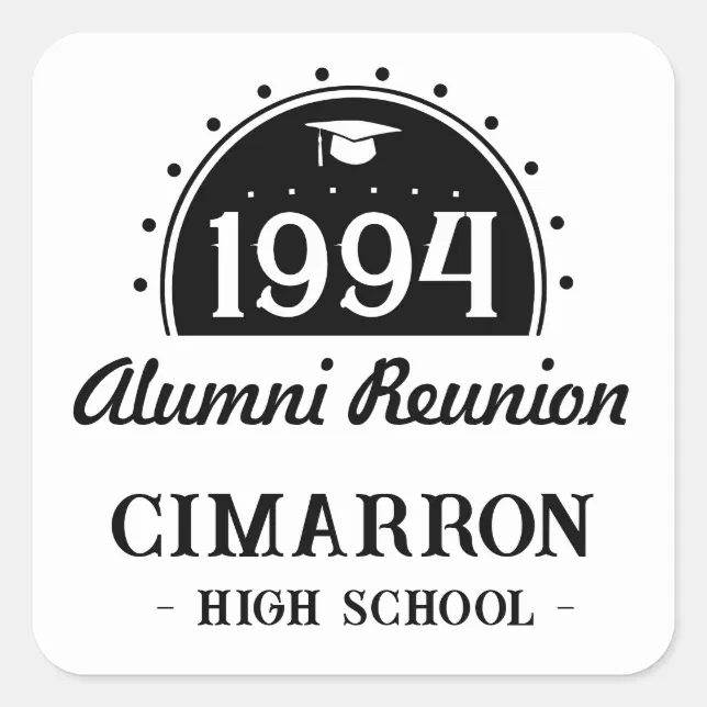 Class of Any Year Alumni Reunion Square Sticker | Zazzle