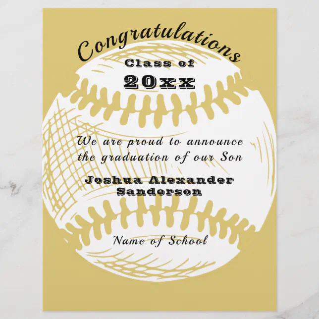 Class of Baseball Graduation Announcement Letterhead | Zazzle