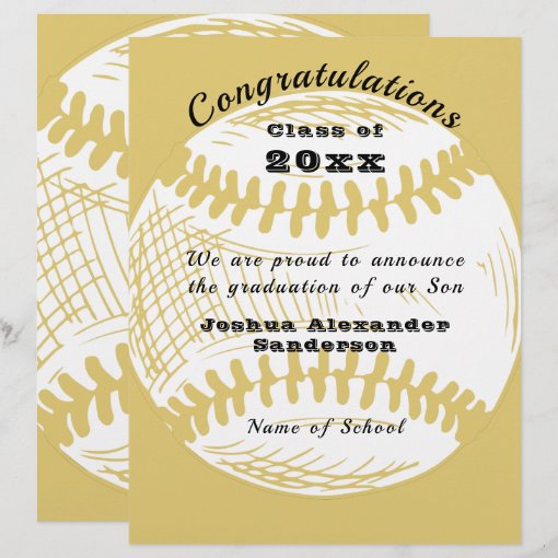 Class of Baseball Graduation Announcement Letterhead | Zazzle