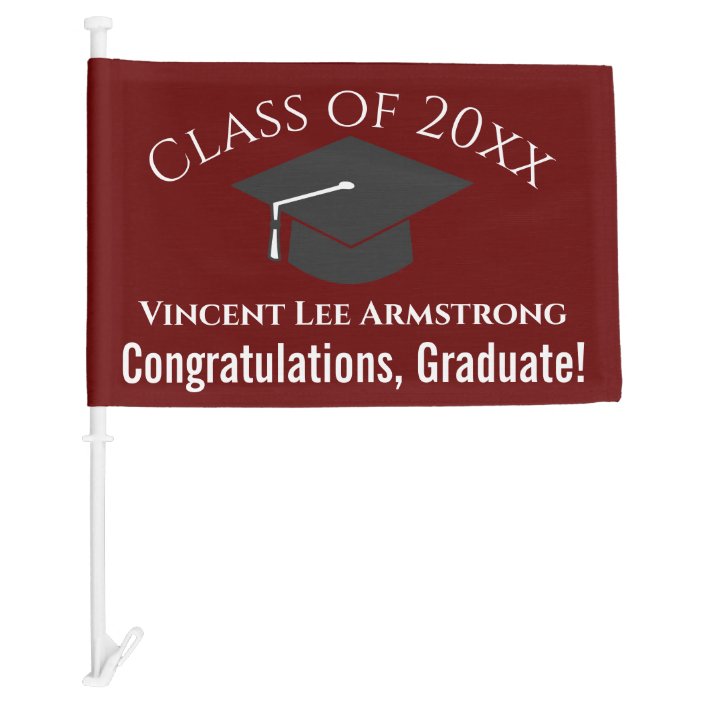 Class Of Congratulations Graduate Maroon And White Car Flag