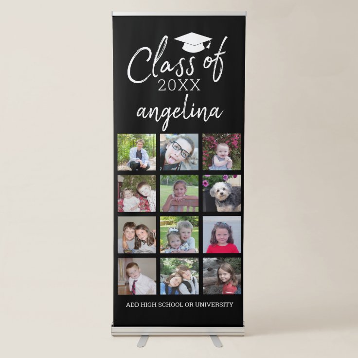 Class of Custom Year 12 Square Photo Collage Retractable Banner | Zazzle