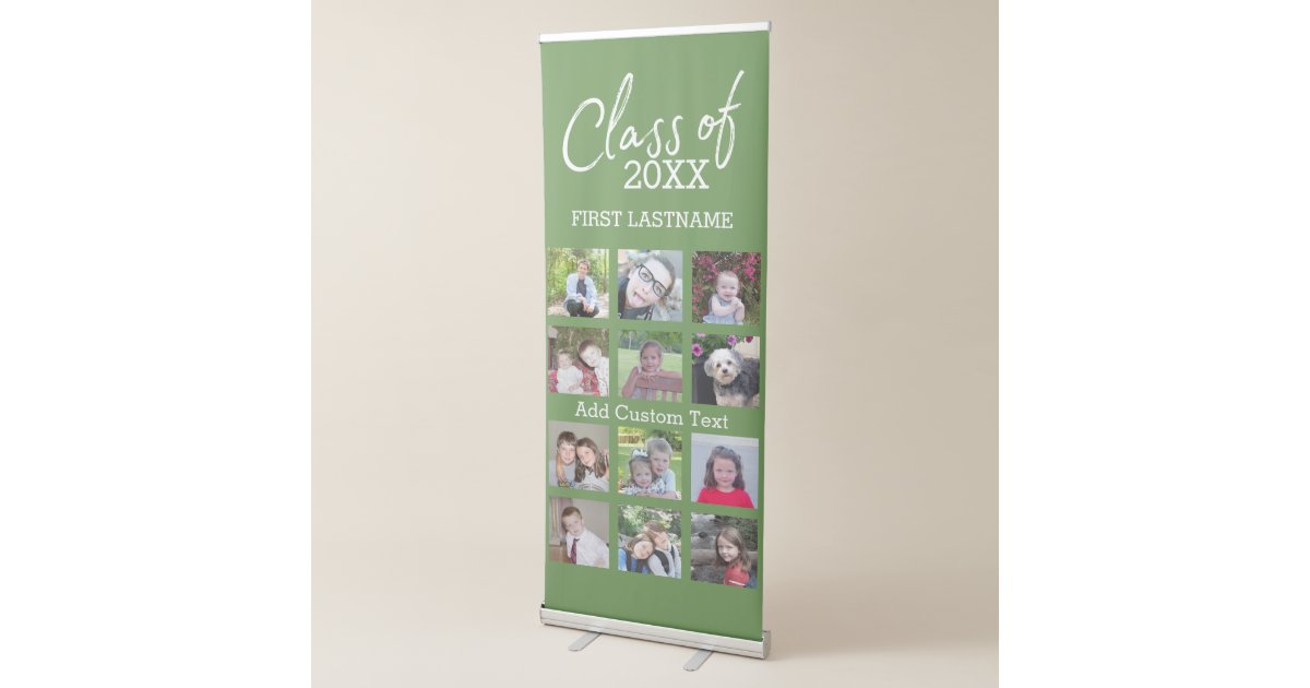 Class of Custom Year and 12 Square Photo Collage Retractable Banner ...