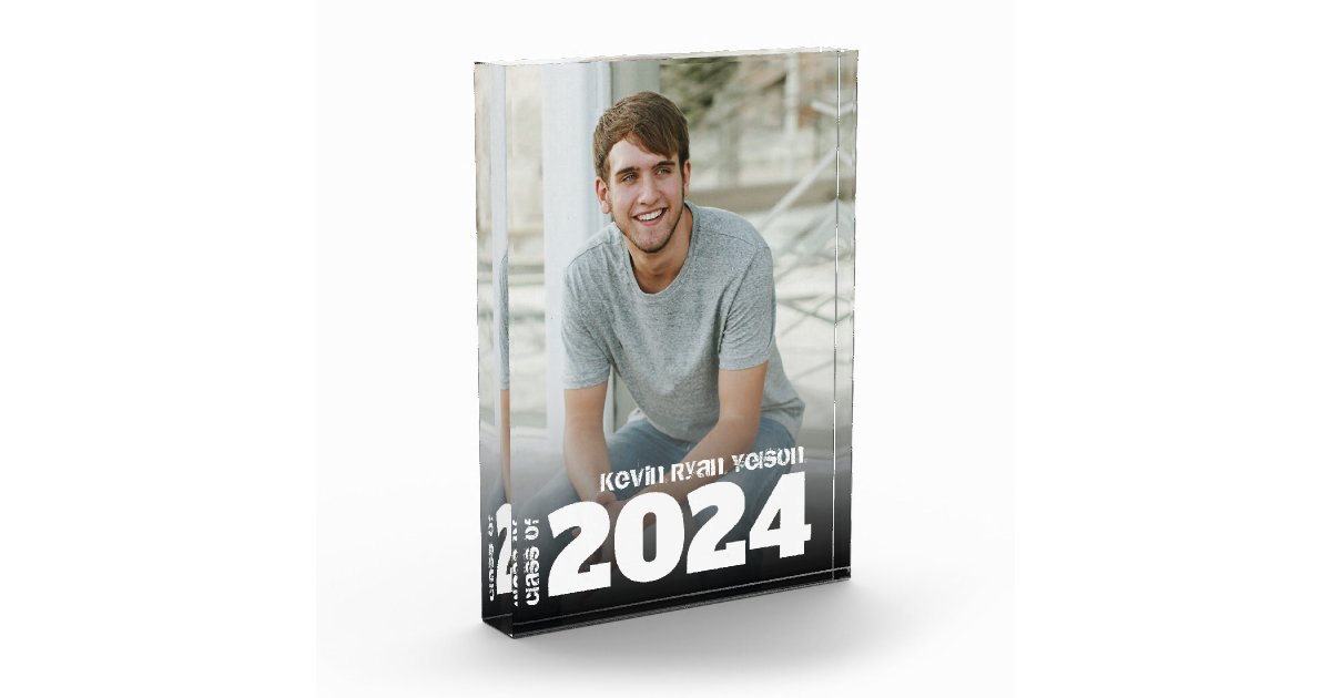 Class of Graduation Announcement Modern Photo Block | Zazzle