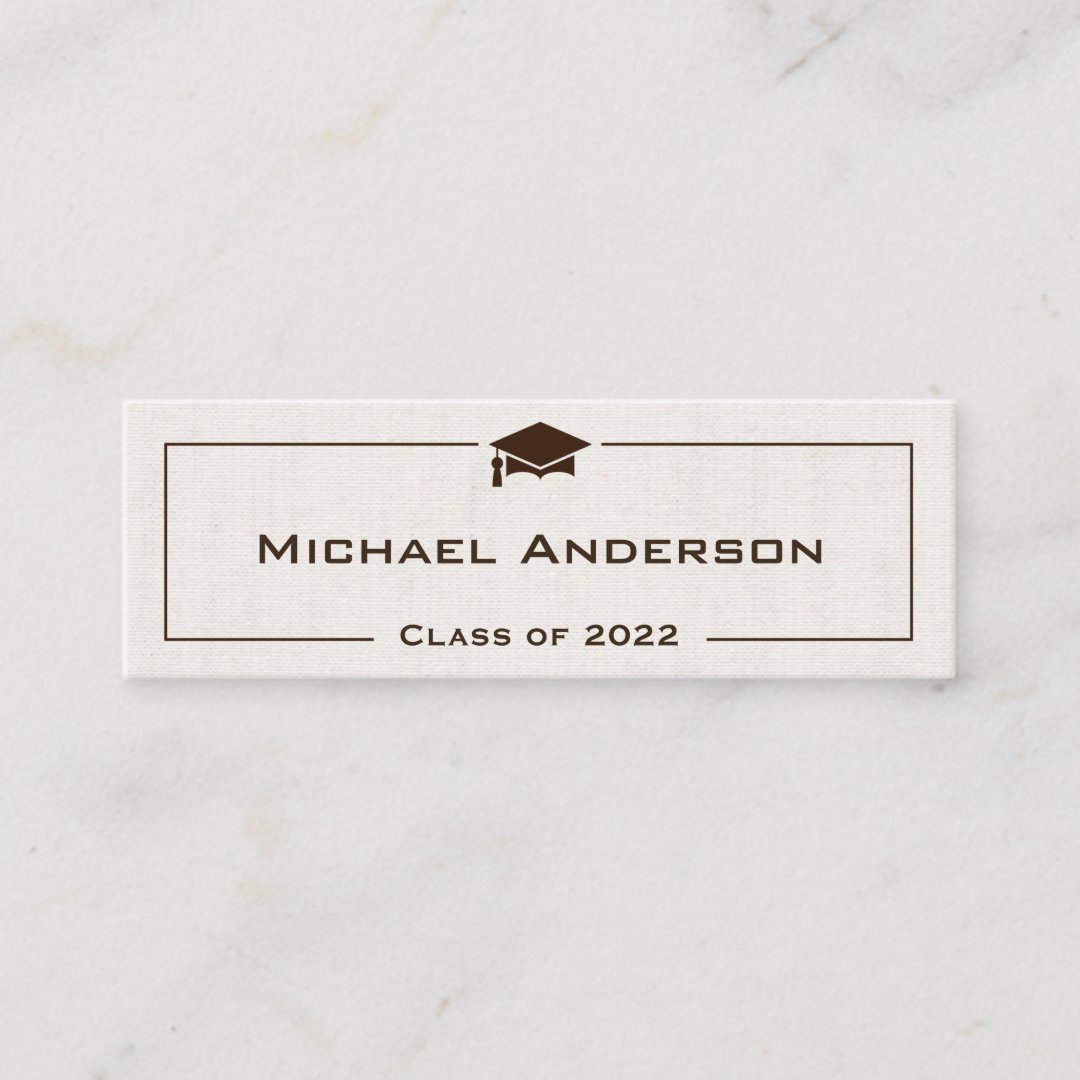 Class of Graduation Name Card - Classic Linen Look | Zazzle