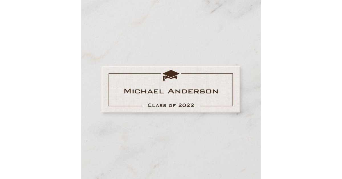 Class of Graduation Name Card - Classic Linen Look | Zazzle